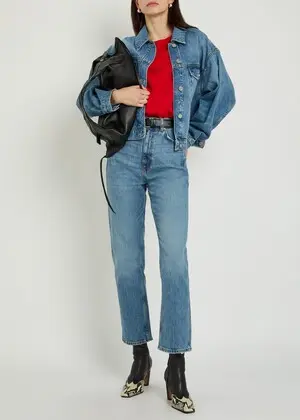ANINE BING Quincy Panelled Denim Jacket - Blue