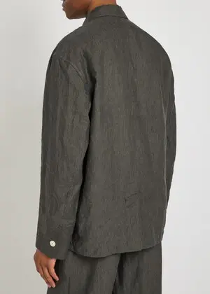 Jacquemus La Veste Pastro Striped Linen Jacket - Dark Grey