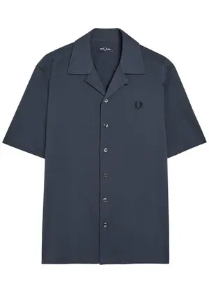 Fred Perry Logo-embroidered Piqué Cotton Shirt - Navy