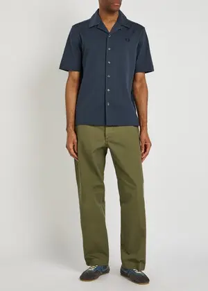 Fred Perry Logo-embroidered Piqué Cotton Shirt - Navy