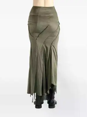 YEHUAFAN Ruffled Midi Skirt - Green