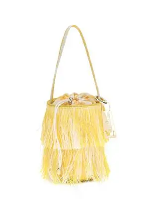 LA MILANESA Anemone Striped Fringed Tote Bag - Yellow