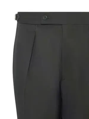 FRANZESE COLLECTION Pleated Trousers With Buckle Detail - Black