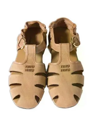 Miu Miu Cotton And Nappa Leather Fisherman Sandals - Neutrals
