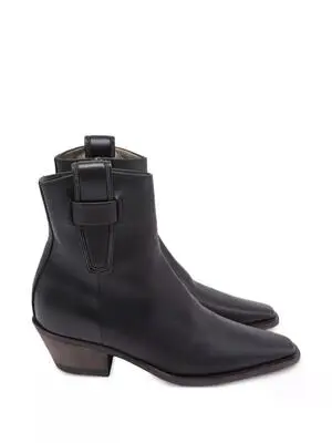 Brunello Cucinelli Western Monili Leather Ankle Boots - Black