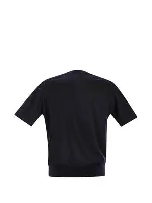 John Smedley Ribbed Hem Crew Neck T-shirt - Blue