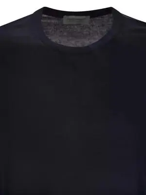 John Smedley Ribbed Hem Crew Neck T-shirt - Blue