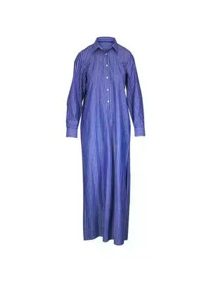 NILI LOTAN Striped Shirt Maxi Dress - Blue