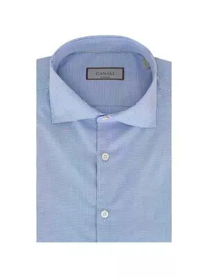 Canali Micro-checked Button-up Shirt - Blue