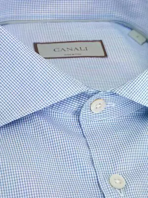 Canali Micro-checked Button-up Shirt - Blue