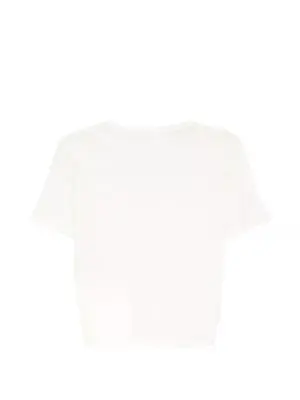 Liu Jo Embellished V-neck Cotton T-shirt - Neutrals