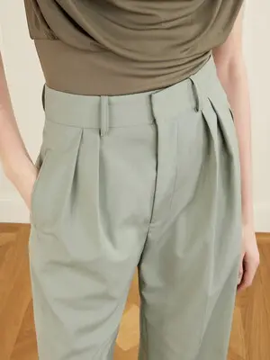 KALLMEYER Aiden Pleated Grain De Poudre Straight-leg Trousers