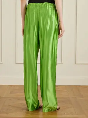 Khaite Rohen Satin Pants - Green