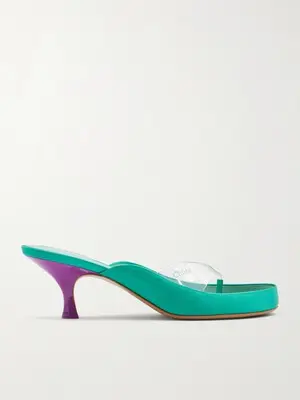 Chloé Junie Pvc-trimmed Satin Sandals - Blue