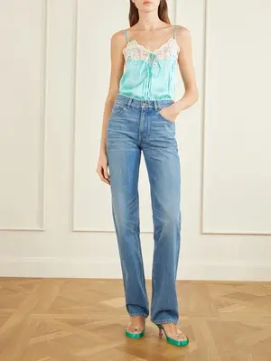 Chloé Junie Pvc-trimmed Satin Sandals - Blue