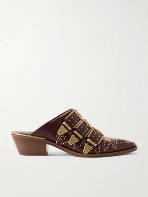 Chloé Susanna Studded Leather Mules - Brown