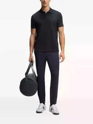 BOSS Printed Polo Shirt In Cotton Piqu - Black