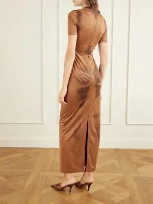 Acne Studios Printed Jersey Midi Dress - Brown