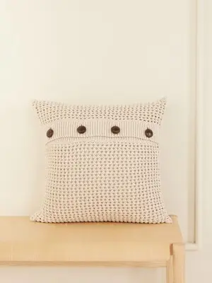 Brunello Cucinelli Open-knit Cotton-blend Cushion - Neutrals