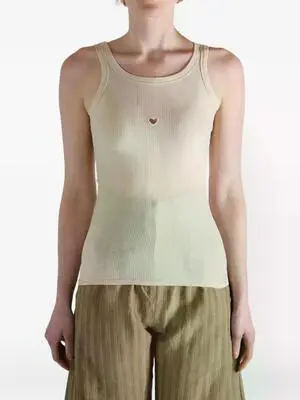 BASERANGE Heart-detail Ribbed Tank Top - Neutrals