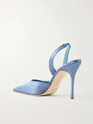 Manolo Blahnik Borelapla 105 Satin Slingback Pumps - Blue