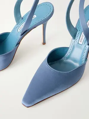 Manolo Blahnik Borelapla 105 Satin Slingback Pumps - Blue