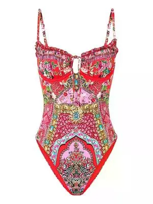 Camilla Ruched Tie Swimsuit - Red