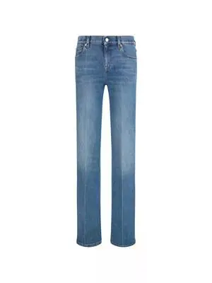 Gucci Flared Trousers With Logo Patch - Blue