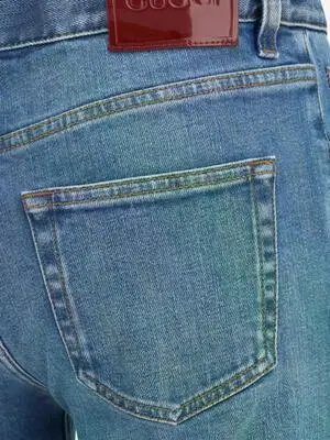 Gucci Flared Trousers With Logo Patch - Blue