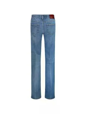 Gucci Flared Trousers With Logo Patch - Blue