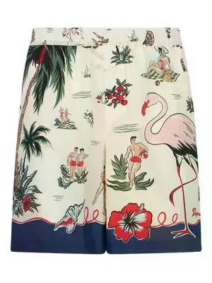 Dsquared2 Aloha Souvenir Silk Shorts - Neutrals