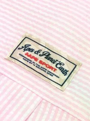 AAPE BY *A BATHING APE Embroidered Striped Shirt - Pink