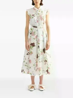 Erdem Floral-pattern A-line Midi Skirt - White