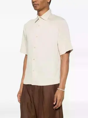 Sandro Crinkled-effect Shirt With Shark Collar - Neutrals