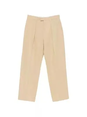 Sandro Wide Pleated Cotton-linen Trousers