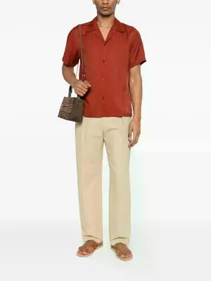 Sandro Wide Pleated Cotton-linen Trousers