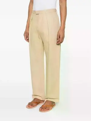 Sandro Wide Pleated Cotton-linen Trousers