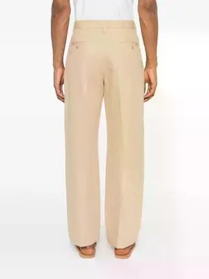 Sandro Wide Pleated Cotton-linen Trousers