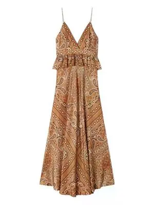 Sandro Bandana-print Maxi Dress - Brown