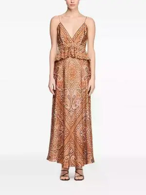 Sandro Bandana-print Maxi Dress - Brown