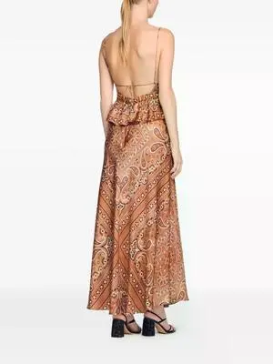 Sandro Bandana-print Maxi Dress - Brown