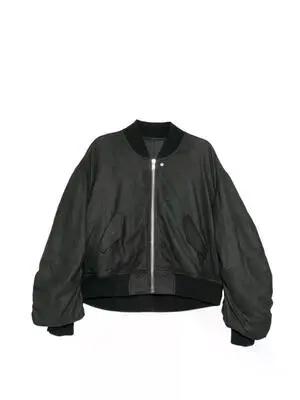 Rick Owens Ribbed Leather Jacket - Black
