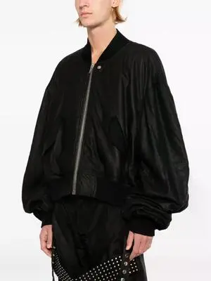 Rick Owens Ribbed Leather Jacket - Black