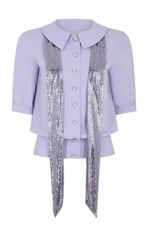 Rabanne Metallic-tie Blouse - Purple
