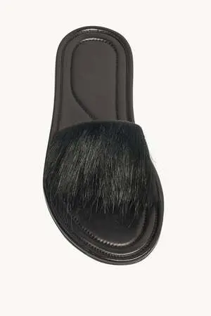 THE ROW Malick Fur Slides - Black