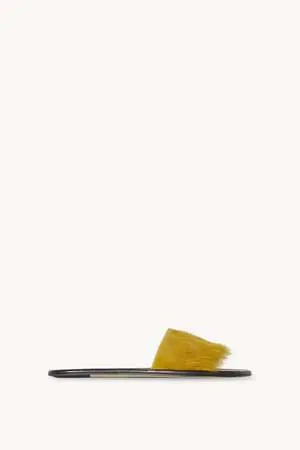 THE ROW Malick Fur Slides - Moss