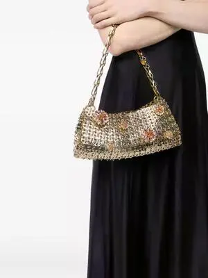 Rabanne 1969 Strass-flower Shoulder Bag - Gold