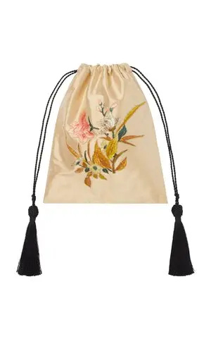 CONNER IVES Embroidered Silk Cord Bag