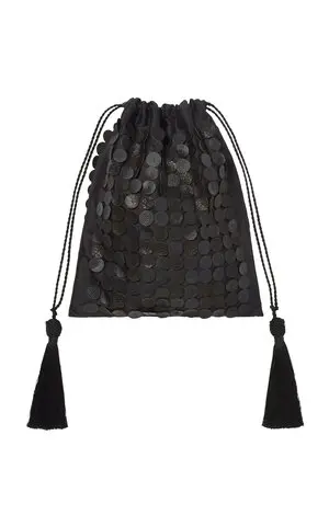CONNER IVES Leather Paillette Bucket Bag - Black
