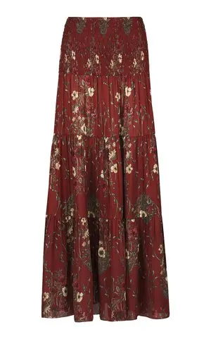 Johanna Ortiz Silk Maxi Skirt - Red